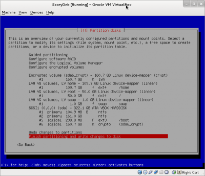 Completed encryption and lvm setup - Scarygliders